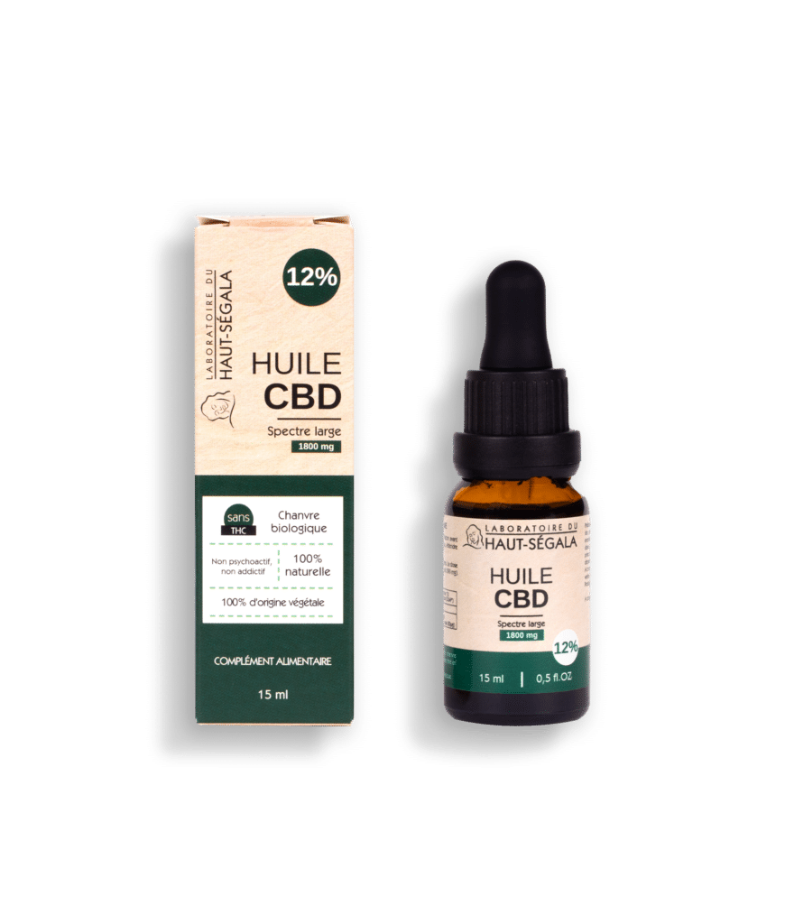 Huile CBD spectre large 12% (1800mg) naturelle - Date courte - Laboratoire Haut-Ségala