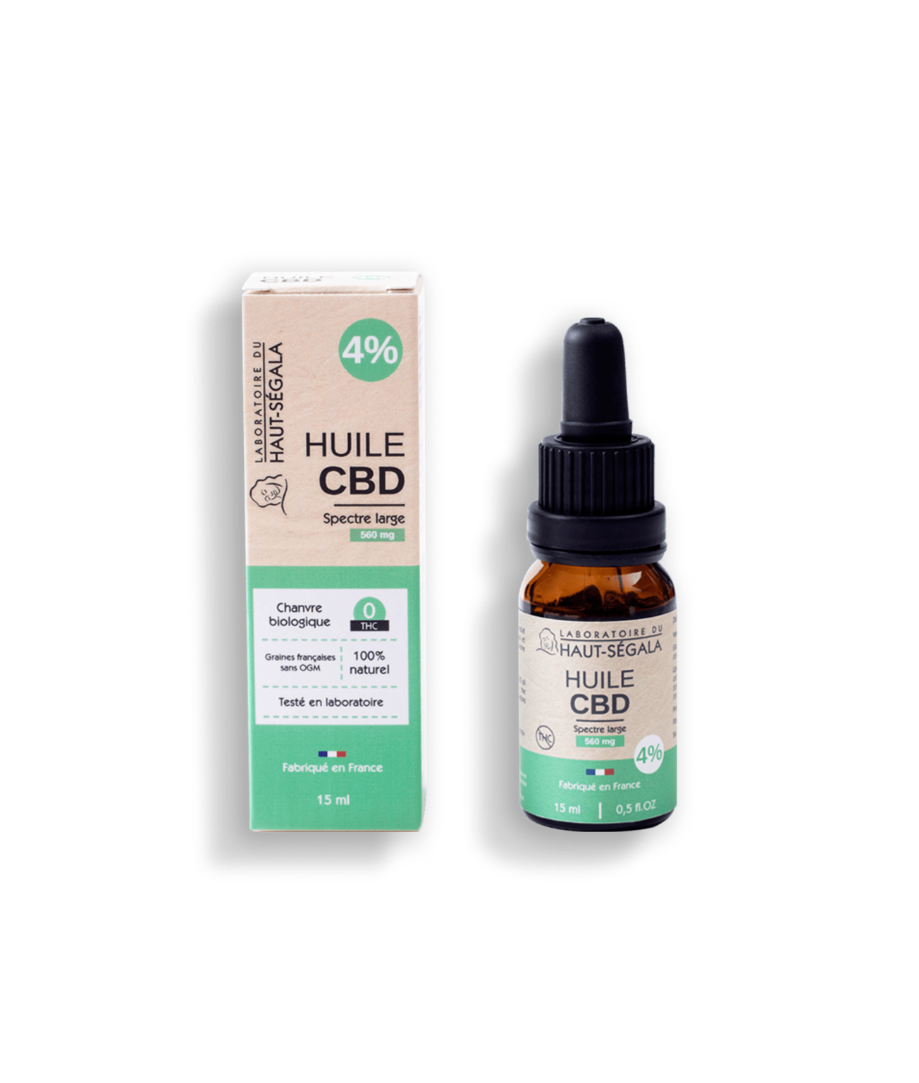 Huile CBD spectre large 4% (560mg) naturelle - Laboratoire Haut-Ségala